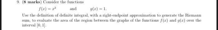 Solved 9. ( 8 marks) Consider the functions f(x)=x2 and | Chegg.com