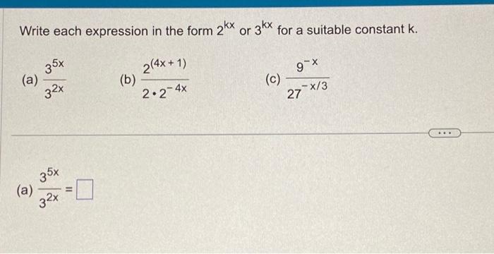 Solved Write each expression in the form 2kx or 3kx for a | Chegg.com