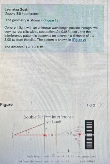 Learning Goal: Double Slit Interference The geometry | Chegg.com