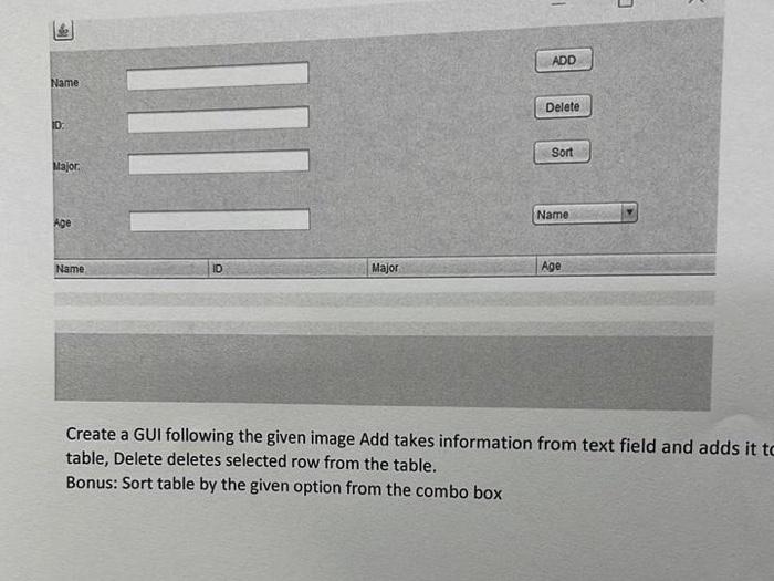 Create a GUI following the given image Add takes | Chegg.com