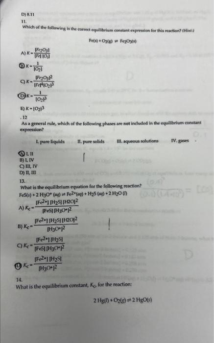 Solved D) 8.11 11. Which of the following is the correct | Chegg.com