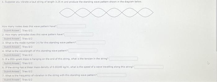 Solved 1. Suppose you vibrate a taut string of length 3.25 m | Chegg.com