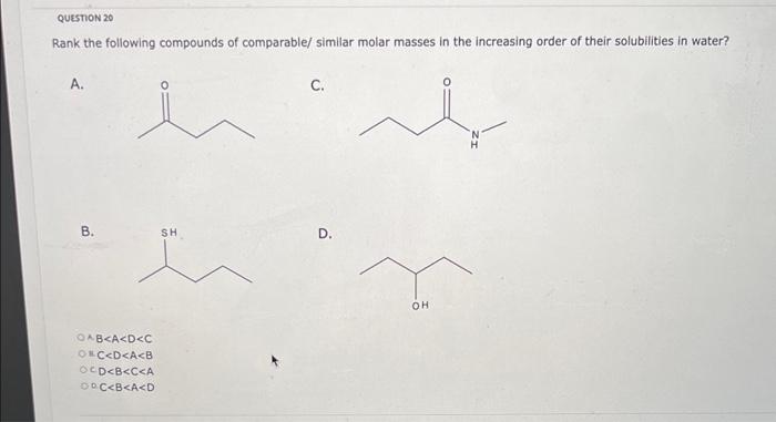 Solved Rank the following compounds of comparable/ similar | Chegg.com