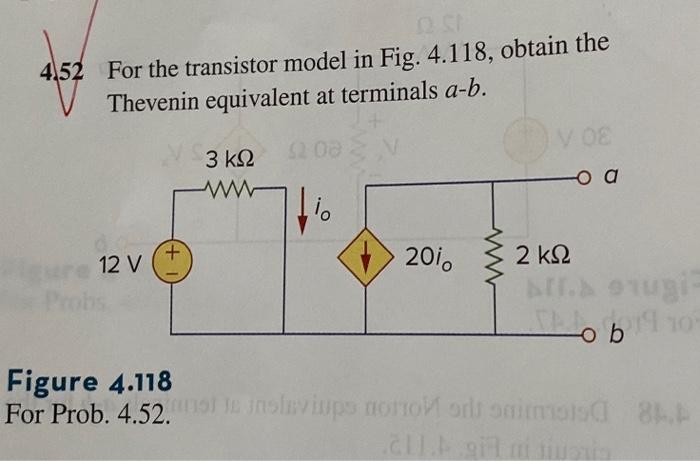Solved 452 For the transistor model in Fig. 4.118, obtain | Chegg.com