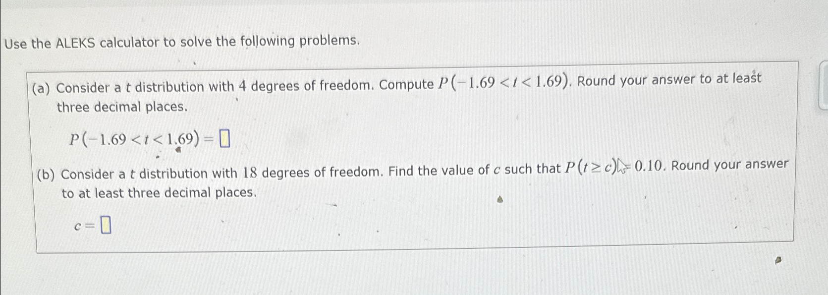 Solved Use the ALEKS calculator to solve the following | Chegg.com