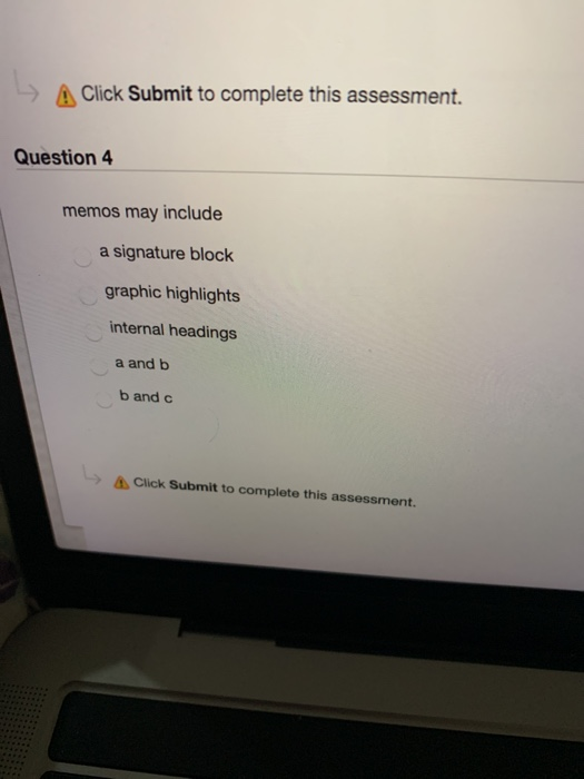 Solved Click Submit to complete this assessment. Question 4 | Chegg.com