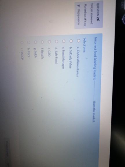 Solved QUESTION 26 Incorrect food labeling leads to from the | Chegg.com