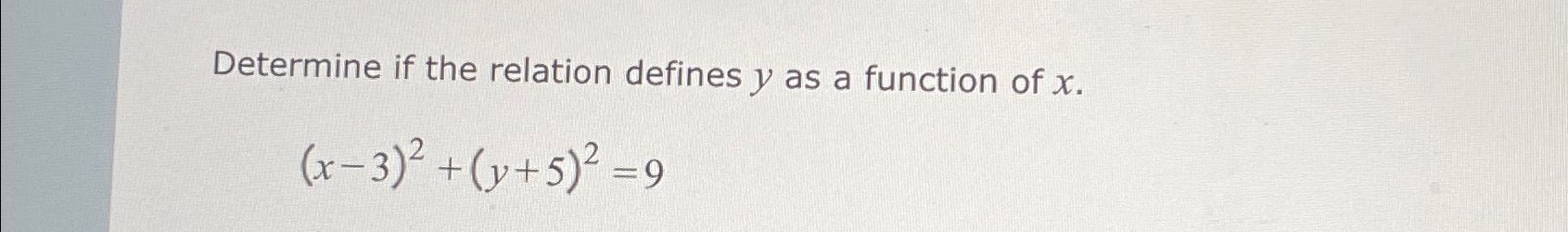 Solved Determine if the relation defines y ﻿as a function of | Chegg.com