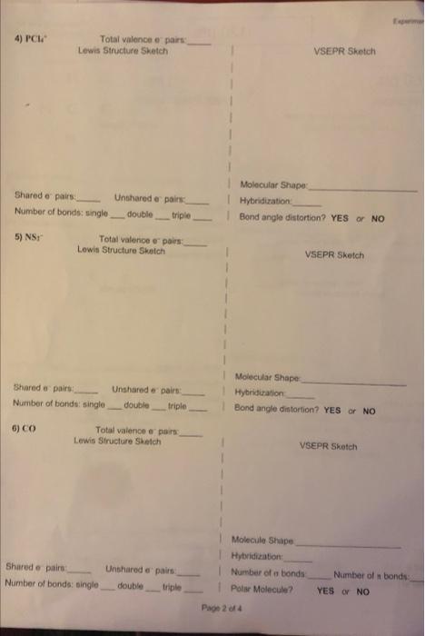 Solved 4) FCl+ Total valence e pars: Lewis Structure Sketch | Chegg.com