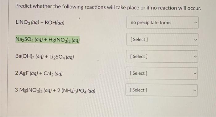 Solved Predict whether the following reactions will take | Chegg.com