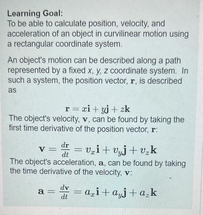 Solved Learning Goal: To be able to calculate position, | Chegg.com