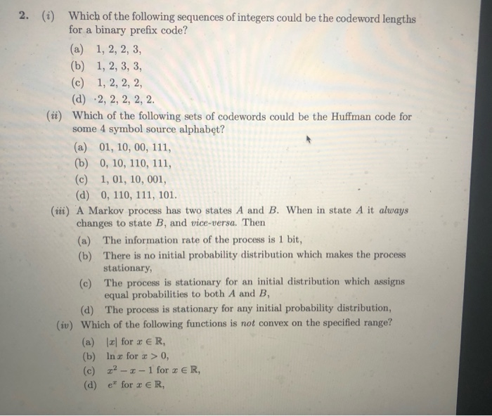 Solved 2 I Which Of The Following Sequences Of Integers 9201