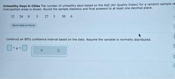 Solved Unhealthy Days in Cities The number of unhealthy days | Chegg.com