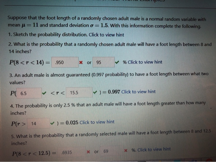 Solved Suppose that the foot length of a randomly chosen | Chegg.com
