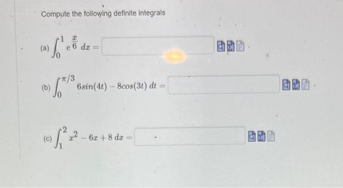 Solved Compute the following definite integrals (a) | Chegg.com