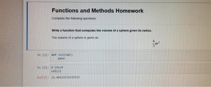 Solved Functions and Methods Homework Complete the following | Chegg.com