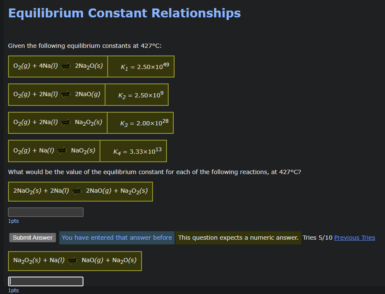 Solved Equilibrium Constant RelationshipsGiven the following | Chegg.com