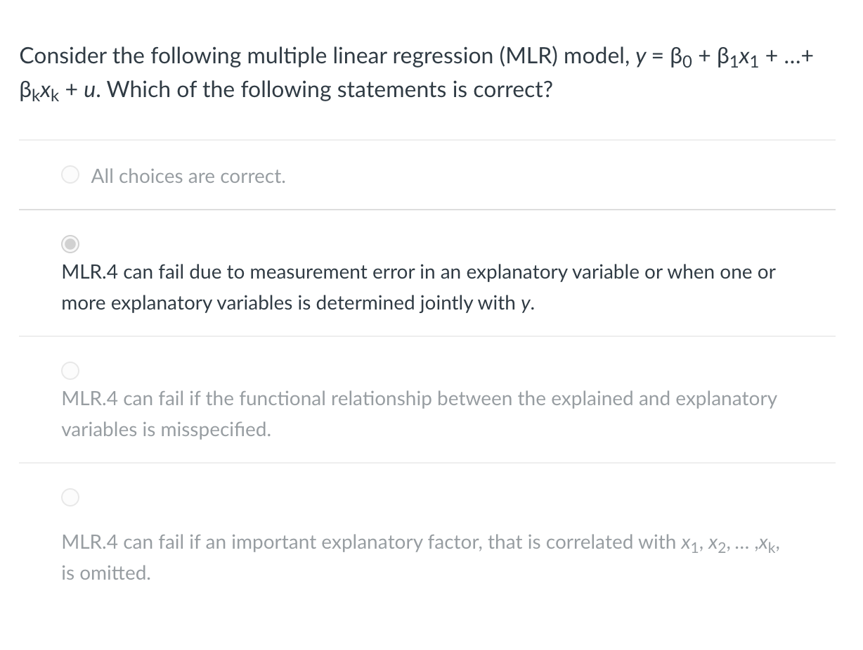 Solved Consider the following multiple linear regression | Chegg.com
