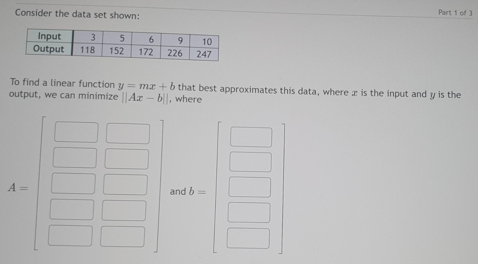 Solved Consider the data set shown: Part 1 of 3 To find a | Chegg.com