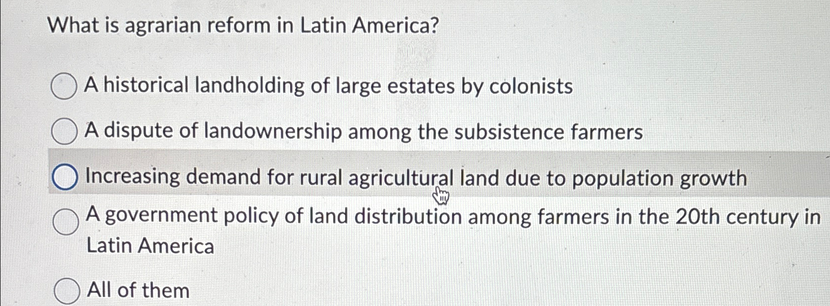 Solved What is agrarian reform in Latin America?A historical | Chegg.com