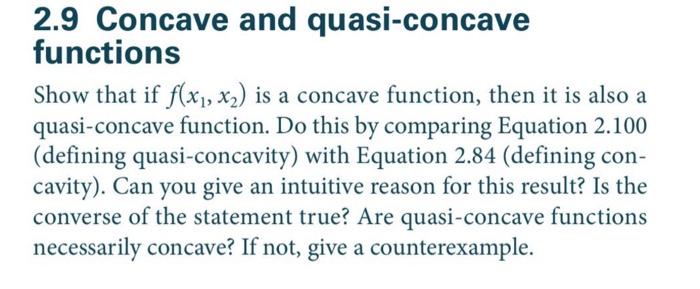 Solved 2.9 Concave and quasi-concave functions Show that if | Chegg.com