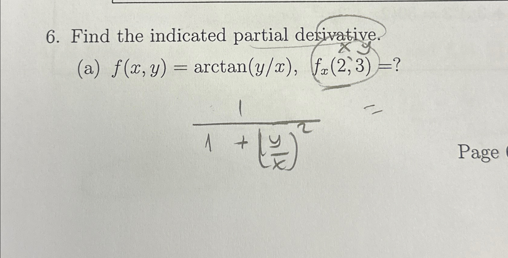 Solved Find the indicated partial derivative.(a) ?11+(yx)2 | Chegg.com