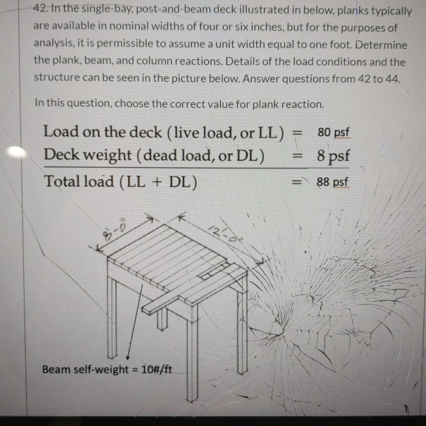 Solved 42. In the single-bay, post-and-beam deck illustrated | Chegg.com