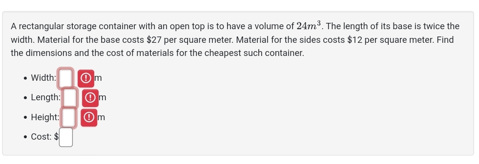 Solved A rectangular storage container with an open top is | Chegg.com