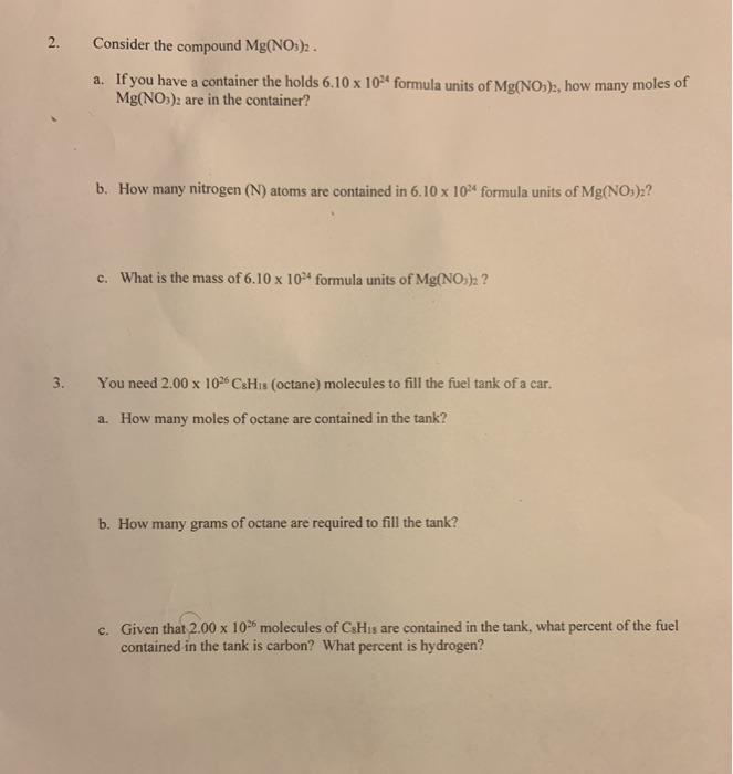 Solved 2. Consider the compound Mg(NO3)2 . a. If you have a | Chegg.com