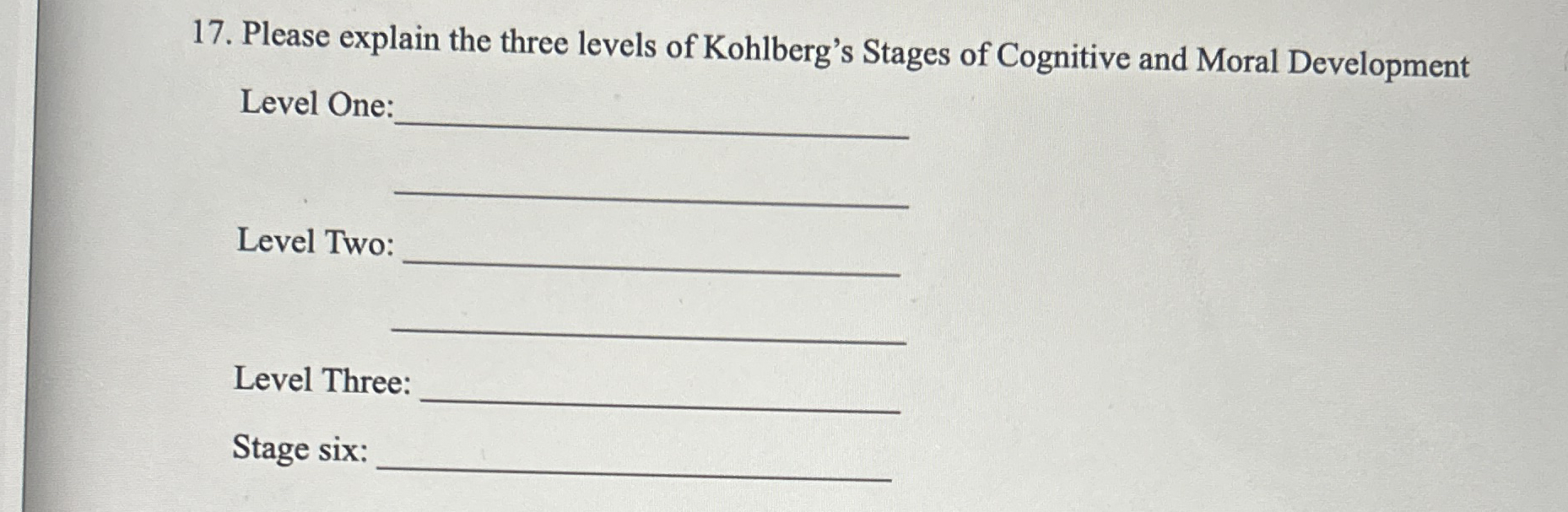 Solved Please explain the three levels of Kohlberg's Stages | Chegg.com