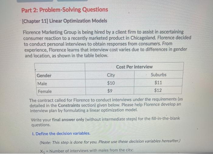 Solved Part 2: Problem Solving Questions (Chapter 11] Linear | Chegg.com