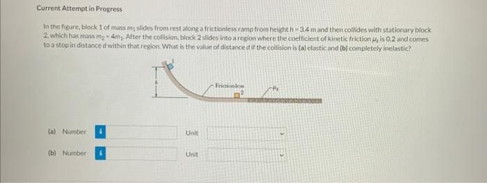 Solved In the figure, block 1 of mass m1 slides from rest | Chegg.com