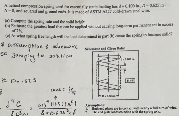 Solved A helical compression spring used for essentially | Chegg.com