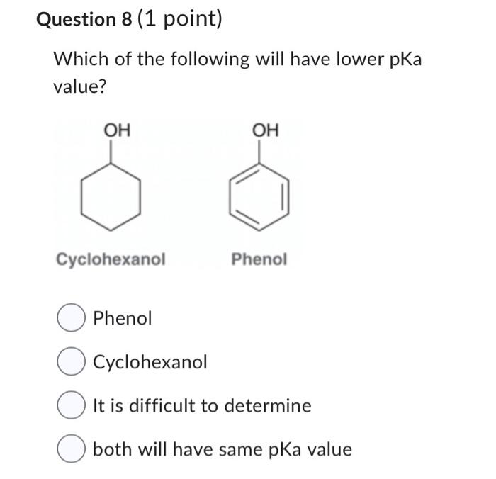 Solved Which of the following will have lower pKa value? | Chegg.com