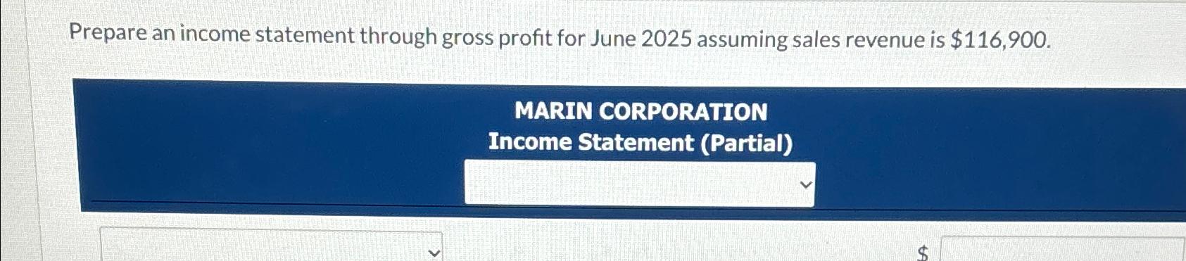 Prepare an income statement through gross profit for | Chegg.com