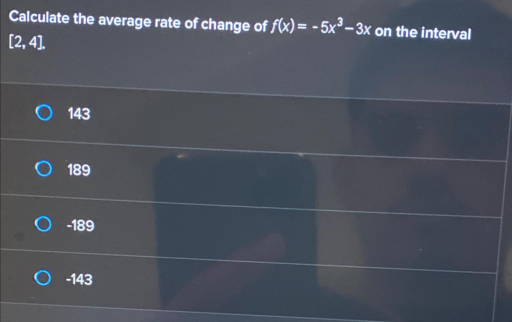 Solved Calculate the average rate of change of f(x)=-5x3-3x | Chegg.com