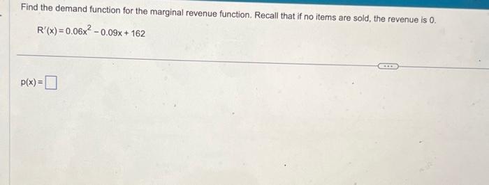 Solved Find the demand function for the marginal revenue | Chegg.com