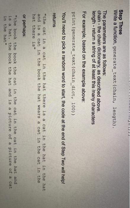 Solved Your Markov Chain Text Generator Hint: take these | Chegg.com