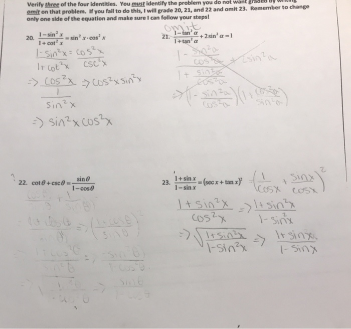 Solved Verify three of the four identities. You must | Chegg.com