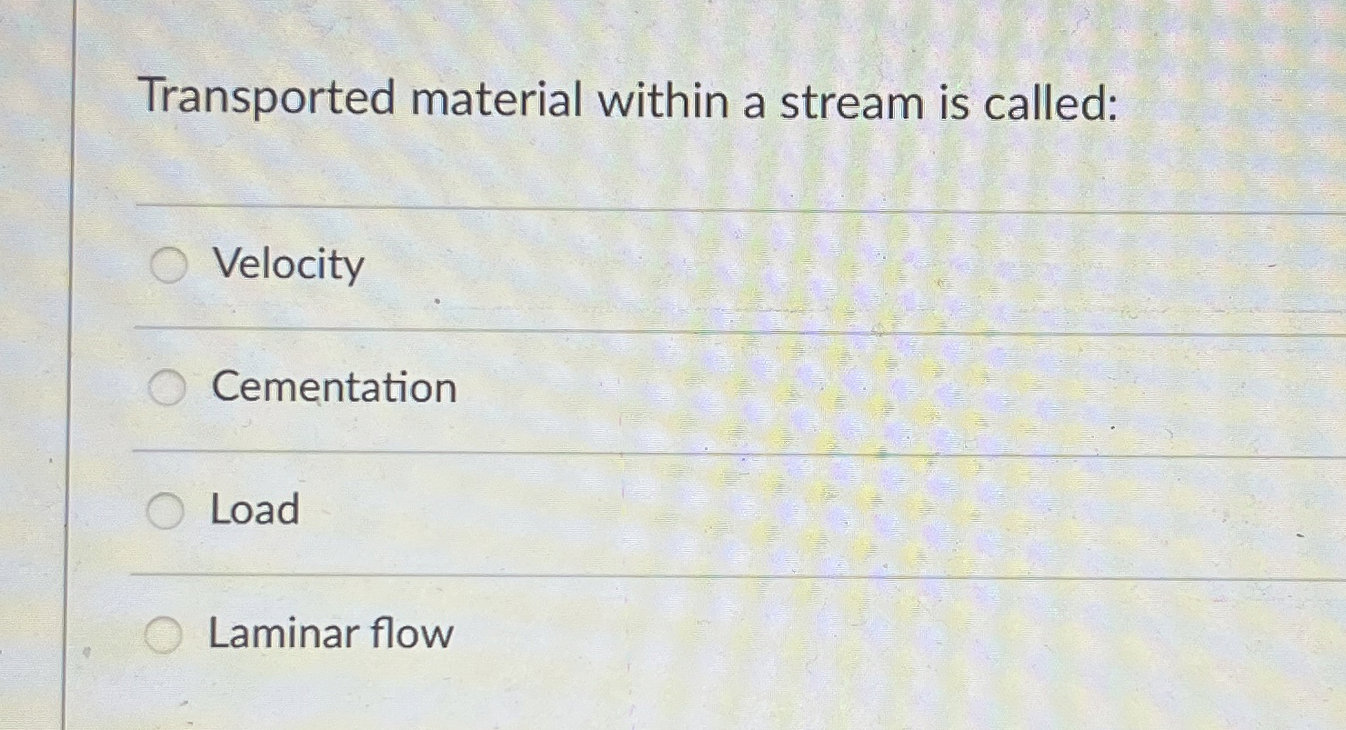 Solved Transported material within a stream is | Chegg.com