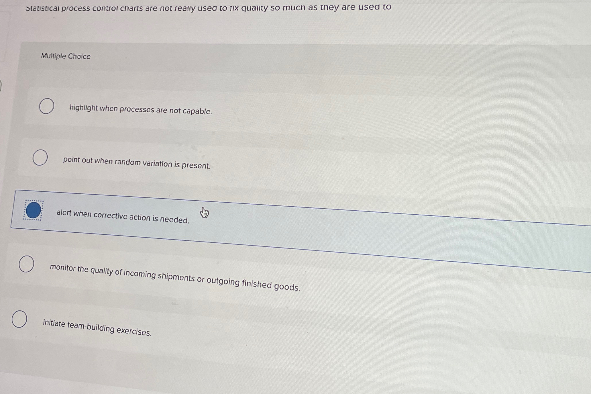 Solved statistical process control charts are not really | Chegg.com