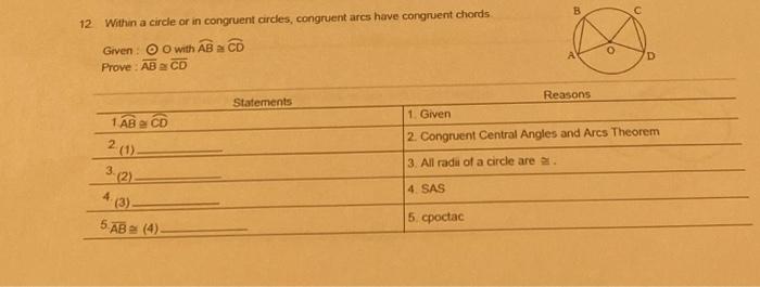 Solved B 12 Within a circle or in congruent circles, | Chegg.com
