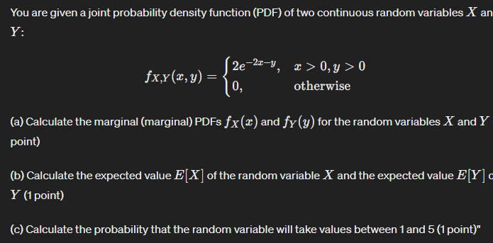 Solved You are given a joint probability density function | Chegg.com