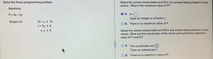 [Solved]: Solve the linear programming problem. Select the