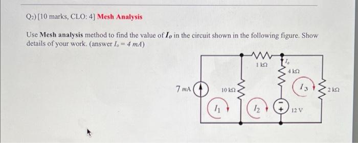 Solved QD) [10 marks, CLO: 4) Nodal Analysis Use Nodal | Chegg.com