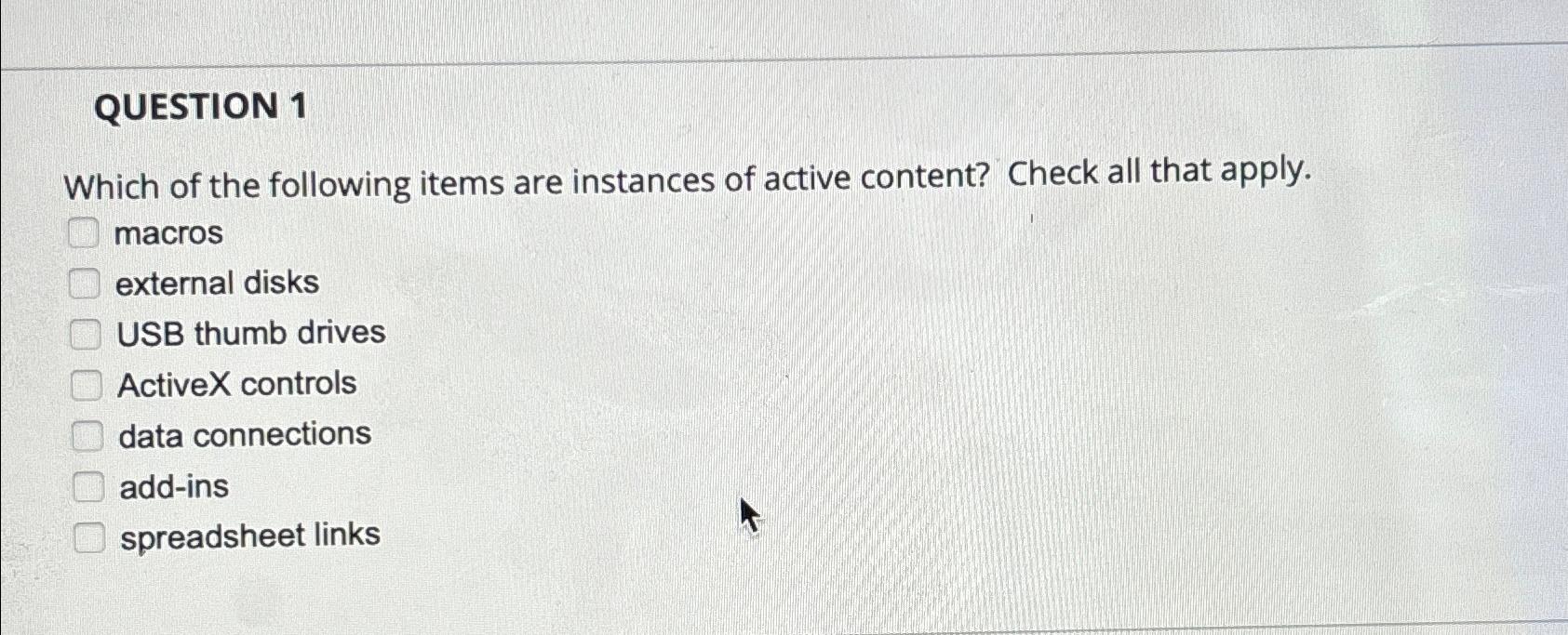 Solved QUESTION 1Which of the following items are instances | Chegg.com