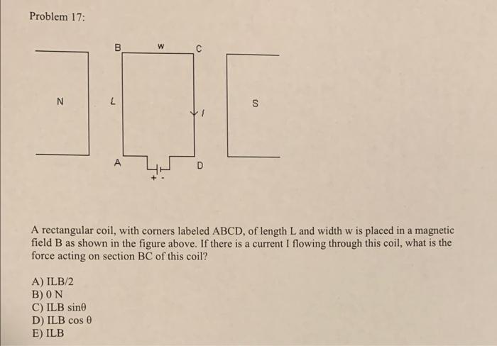 Solved Problem 17: A rectangular coil, with corners labeled | Chegg.com