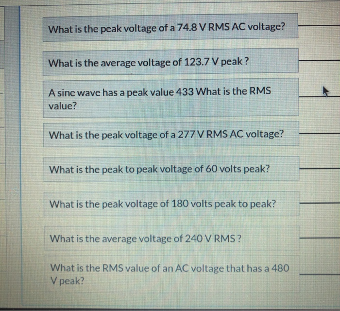 Solved What is the peak voltage of a 74.8 VRMS AC voltage? | Chegg.com
