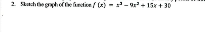Solved 2. Sketch the graph of the function f (x) = x3 – 9x2 | Chegg.com