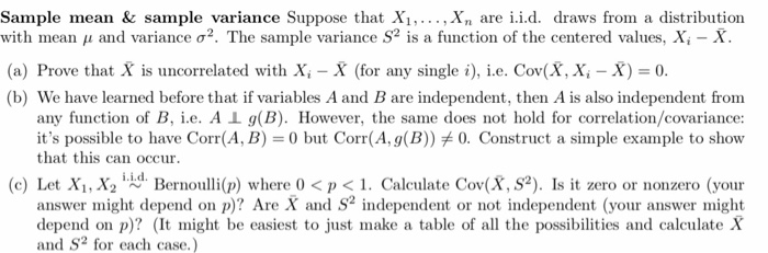 Sample mean & sample variance Suppose that X1,..., Xn | Chegg.com